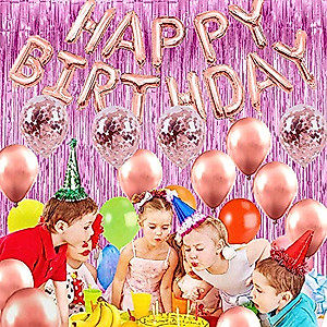 Foil Fringe Curtain Christmas Party Decorations - Pink Metallic Tinsel Photo Booth Backdrop Party Steamers Curtains for Birthdays Valentines Engagement Bachelorette Celebration