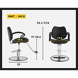 FDW Styling Heavy Duty Pump Adjustable Hydraulic Chair for Hair Stylist Women Man, 20x19x25 Inch (Pack of 1), Black