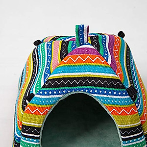 POPETPOP Adorable Guinea Pig House Bed - Warm Small Animals Winter Nest - Hamster, Hedgehog, Chinchillas, Squirrels, Guinea Pig Hanging Cage Cave Bed (Mongolia Style)