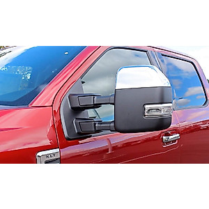 eLoveQ CHROME TOP HALF MIRROR COVERS FOR 2017-2019 FORD F-250/ F-350 Super Duty, Tow Mirror Cover