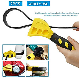 Gator parts Universal Rubber Strap Wrench Set,Jar Opener Pipe Multifunctional Wrench Tools for Mechanics Plumbers,Rubber Strap Adjustable Wrenches-2pcs