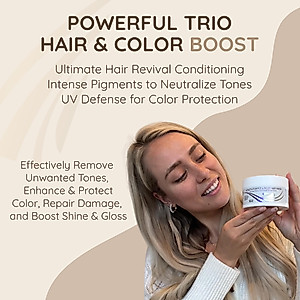 Vitamins Keratin Purple Hair Mask - Violet Blue Protein Deep Conditioner Treatment - Toner for Blonde Platinum Silver Gray Ash or Brown Colored Dry and Damaged Brassy Hair