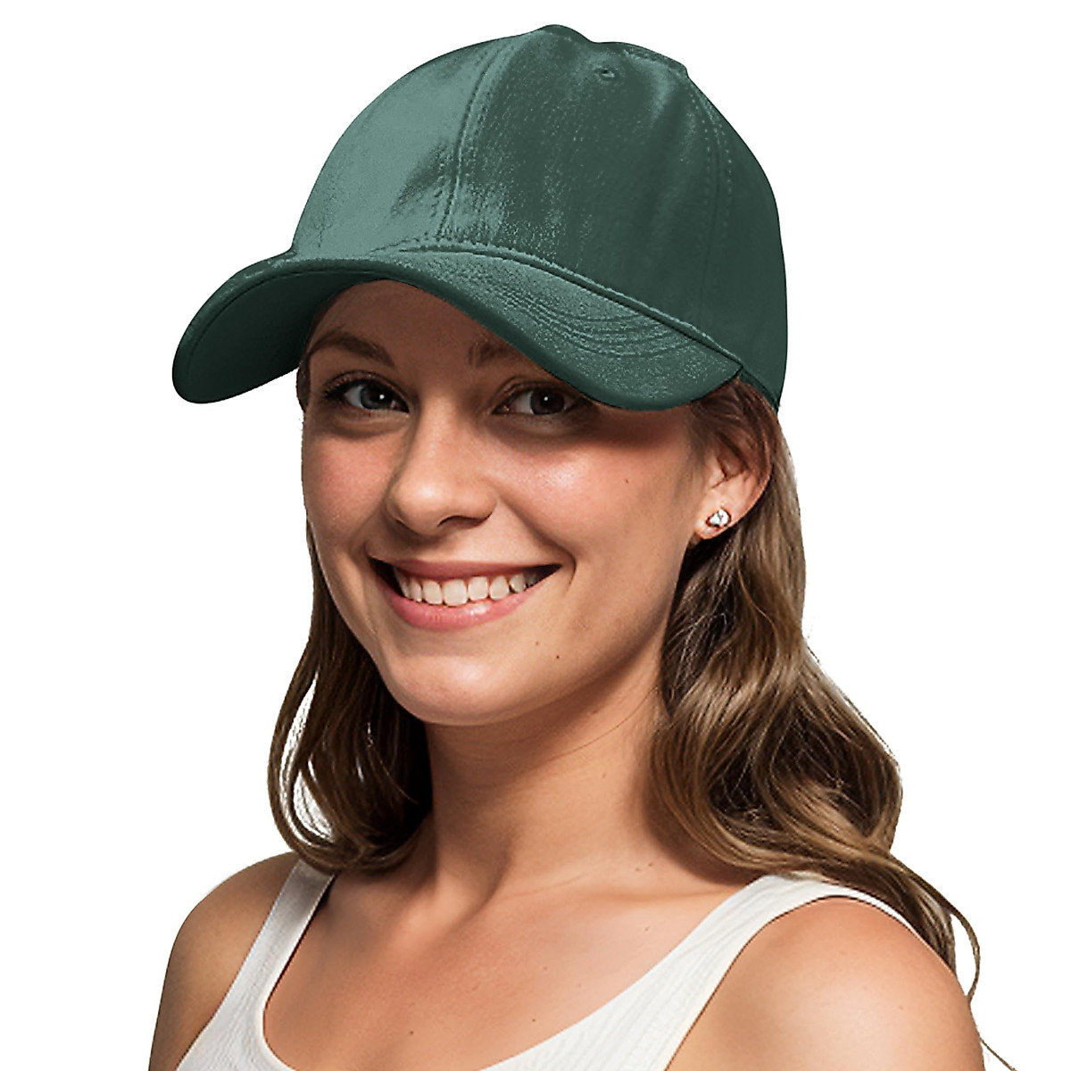 Lanzom Men Women Adjustable Baseball Cap Vintage Cotton Washed Distressed Hats Twill Plain Dad Hat with Ponytail (Dark Green, One Size)