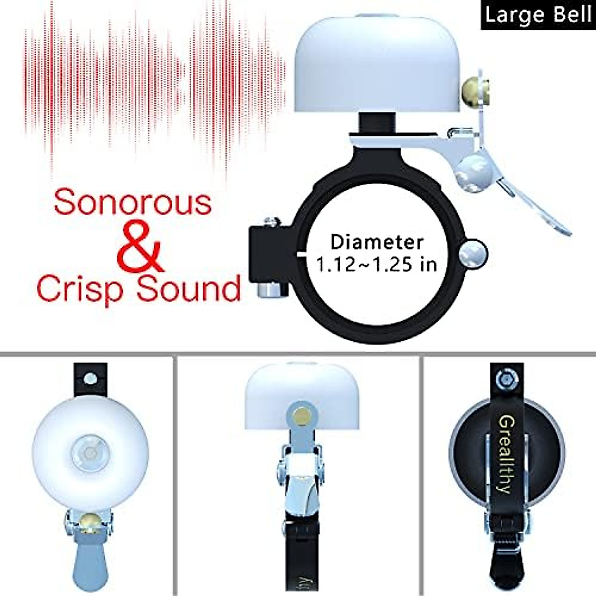 Greallthy Bike Bell Classic Brass Bicycle Bell,Bike Bells for Adults Kids,Loud Sound Bicycle Bell Fit for 0.87-1.25in/22.2-31.8mm Bicycle Handlebars,Road Mountain Bike Accessories.