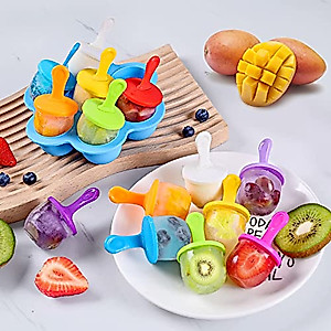 JBYAMUS Silicone Popsicle Molds, Ice Pop Molds, Storage Container for Homemade Food, Kids Ice Cream DIY Pop Molds - BPA Free (Blue)