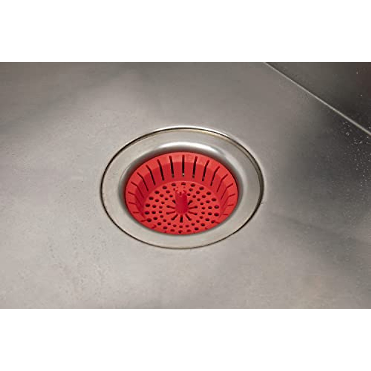 Dripsie Sink Strainer - Clog-Resistant and Flexible - Universal Kitchen Sink Drain Strainer - Made in The USA (1-Pack Red)