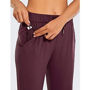 CRZ YOGA 4-Way Stretch Full Length Golf Pants for Women Tall 31" - Travel Sweatpants Workout Trousers with Pockets Dark Russet Medium