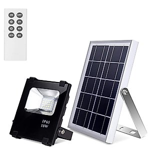 Richarm Solar Flood Lights Outdoor Remote Control Solar Power Led Lights 10W 500LM 25 LEDs IP65 Waterproof Solar Wall Lamp Floodlights for Gutter Shed,Business Sign
