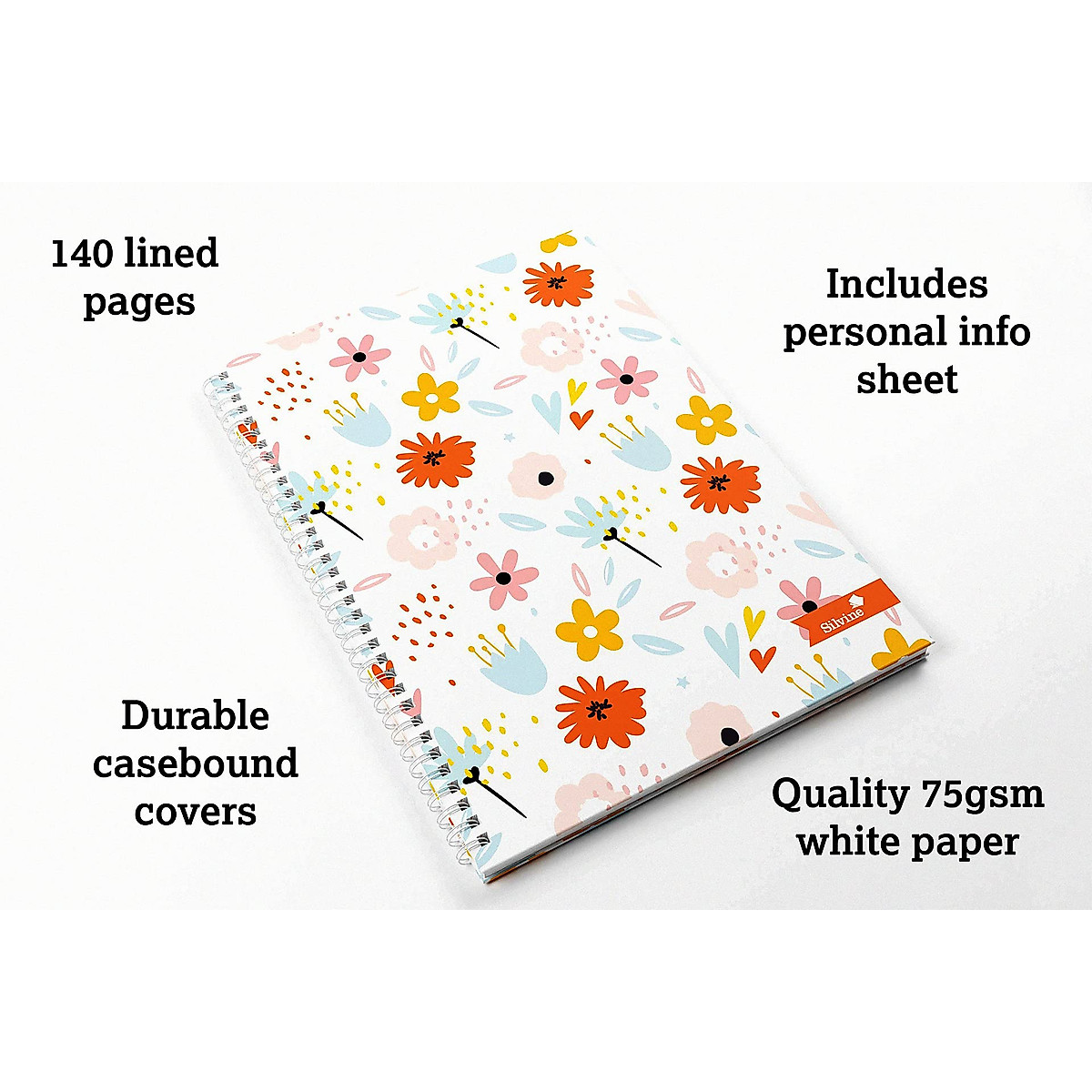 Silvine A4 Marlene West Hardback Notebook - Lined (140 Pages)