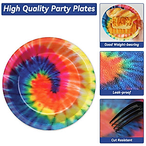 50 Guests Tie Dye Plates and Napkins Party Supplies Tie Dye Party Decorations Disposable Tableware Set Tie Dye Birthday Dinnerware Favor for Kids Girls Baby Shower Birthday Party Graduation, 200PCS