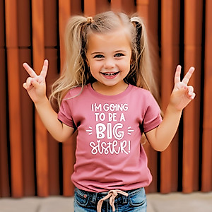 Olive Loves Apple Big Sister New Baby Reveal I'm Going to Be A Big Sister New Sibling Announcement T-Shirts and Raglans White on Mauve Shirt 4T