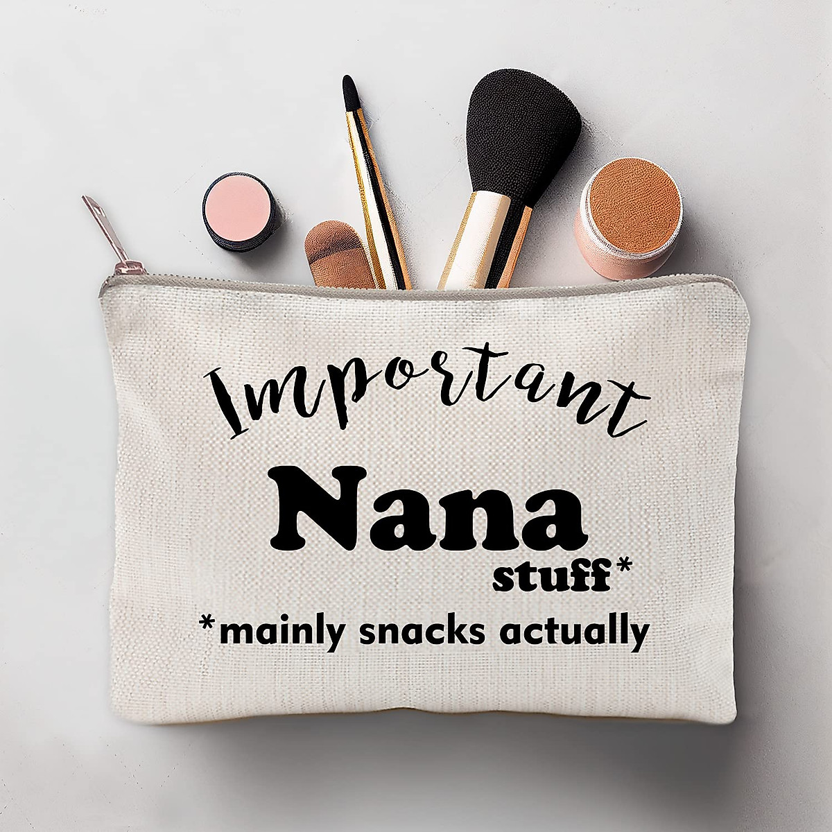 Important Nana Stuff Linen Bag Mother's Day Gift Makeup Bag Grandma Bag Mainly Snacks Actually Nana Birthday Gift Toiletry Accessories Bag