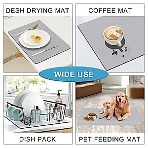 Coffee Maker Mat for Countertops, Coffee Bar Accessories Fit Under Coffee Machine Mat 19inx12in-Rubber Backed Coffee pots - table mat Under Appliance, Coffee Dish Drying Mat, Grey for Kitchen Counter