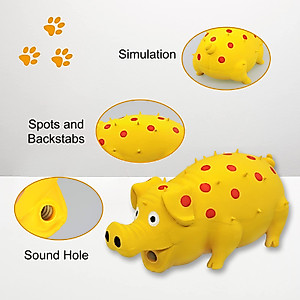 Andiker Dog Squeaky Toy, Dots Latex Dog Chew Toys with a Oinks Sound Squeaker Grunting Pig Dog Toy Durable Self Play 8" Dog Squeeze Toy for Dental Biting Chasing to Kill Boring Time (Yellow)