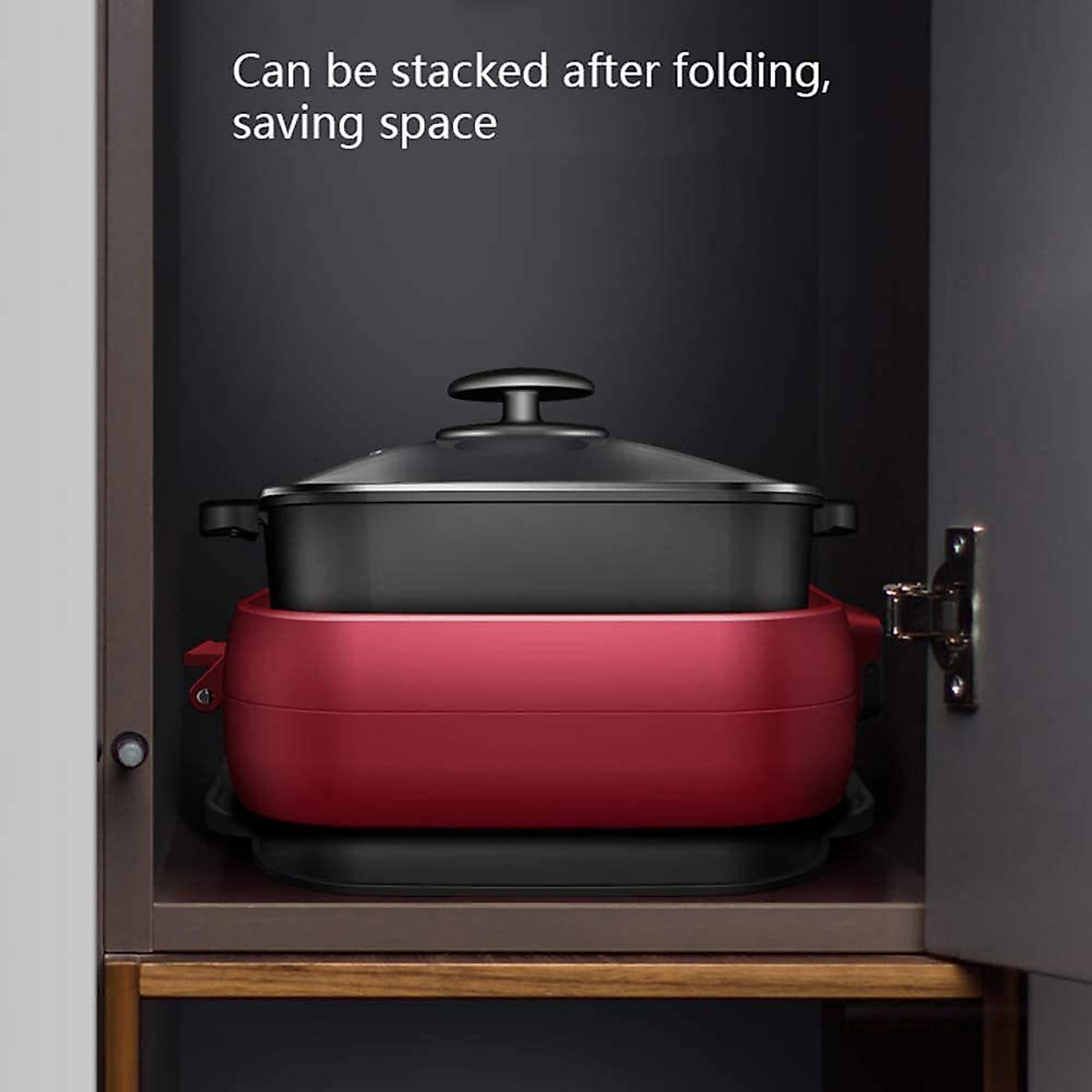 Electric Frying Pan Electric Skillet Multi-Function Two-in- Electric Smokeless Baking Pan Home Barbecue Hot Pot Body Pot