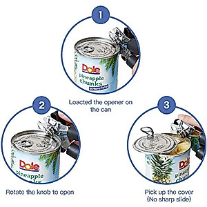 Can Opener, Stainless Steel Manual Can Opener, Food-Safe, Multifunctional Bottle Openers with Non-Slip Handle & Oversized Turn Knob, Smooth Edge, Ultra Sharp Cutting for Seniors with Arthritis