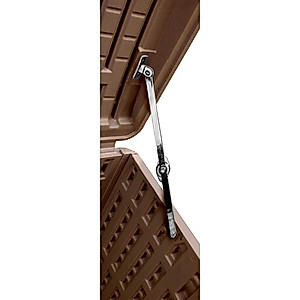 Plastic Development Group 105 Gallon Weatherproof Large Double Wall Plastic Outdoor Patio Storage Deck Box with Soft Close Lid, Java Brown