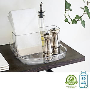 iDesign Linus Plastic Lazy Susan Napkin and Condiments Turntable Holder for Kitchen Countertops and Dining Tables, Clear