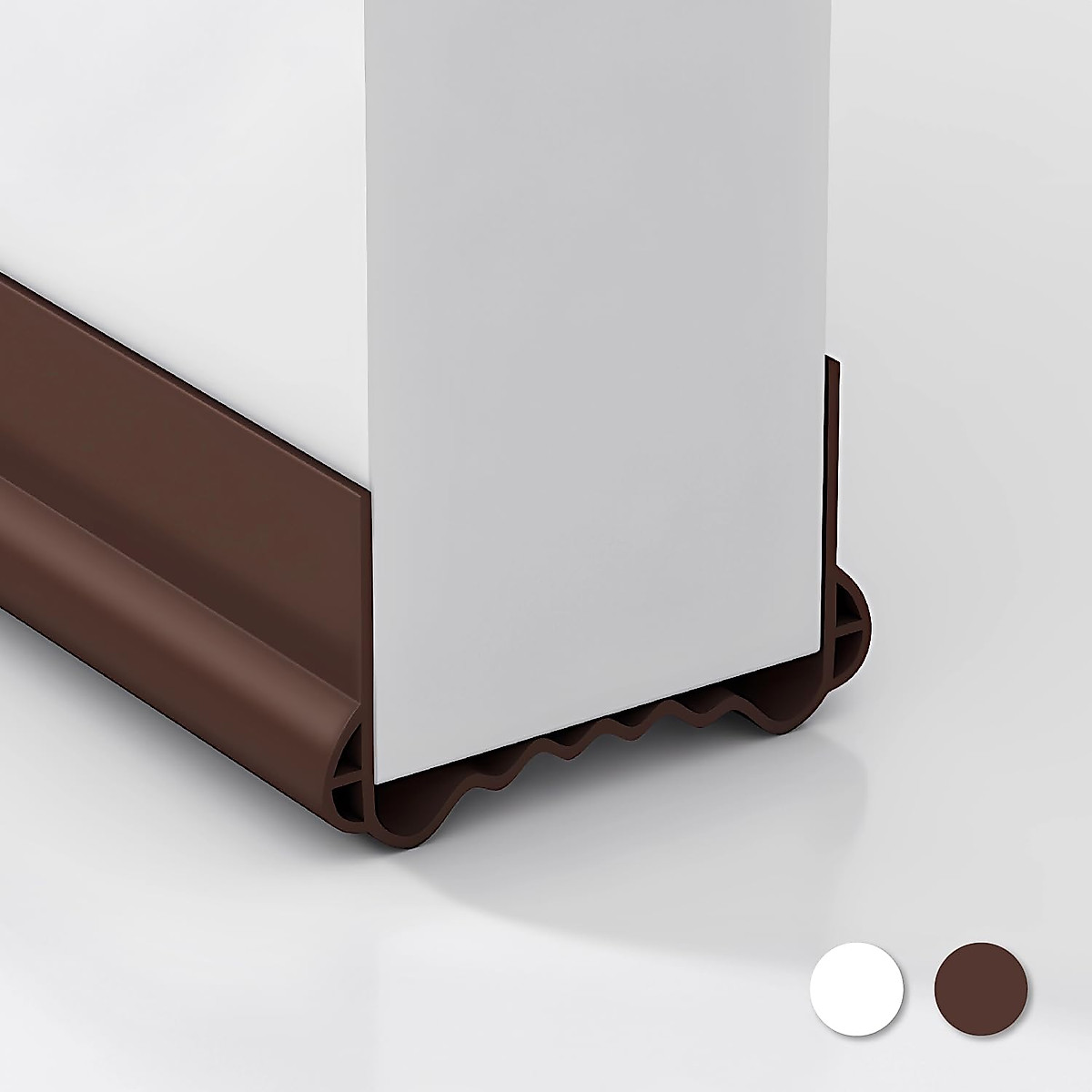 Vastaia Door Draft Stopper Under Door Draft Blocker Insulator Door Sweep Weather Stripping Noise Stopper Strong Adhesive 39" Length (Brown)