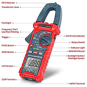 AstroAI Digital Clamp Meter Multimeter 4000 Counts Auto-ranging Amp Tester Measuring AC/DC Voltage & Current, Resistance, Capacitance, Frequency, Continuity, Live Wire Test, NCV Detection