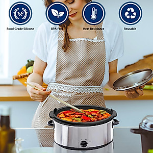 Silicone Slow Cooker Liner Fit 6-7 Quart Oval Slow Cookers, Food Grade Silicone Slow Cooker Liners Reusable & Leakproof Dishwasher Safe Slow Cooker Liner