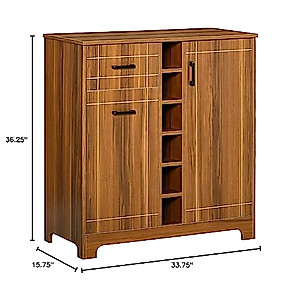 HOMCOM Retro Wine Cabinet for 6 Bottles, Wine Rack Sideboard Serving Bar with Glass Holders and 1 Drawer, Brown