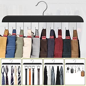 RESOVO 2 Pack Hat Hanger for Baseball Caps, Space Saving Hat Organizer w/ 10 Stainless Steel Hooks, Wooden Hats Rack Holder - Closet Storage Solution, No Mark Left Behind Black