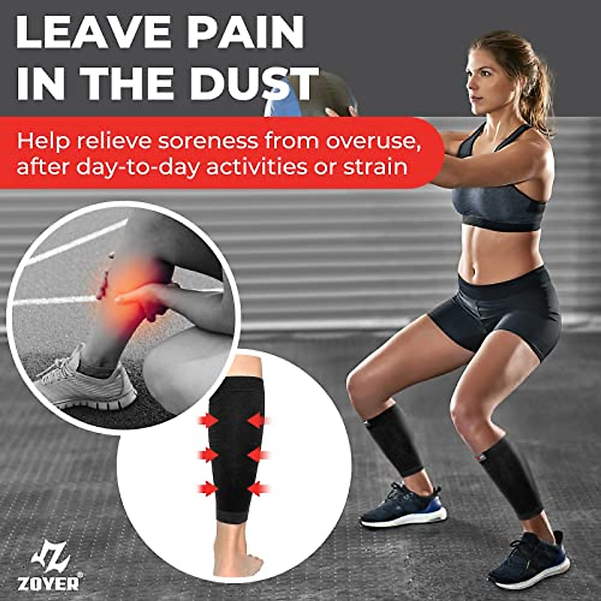 ZOYER Calf Compression Sleeves for Men and Women, Footless Compression Socks Support for Cycling, Fitness, Running, Leg Sleeve Brace for Shin Splints, Pain Relief, Injury Recovery and Reduces Swelling