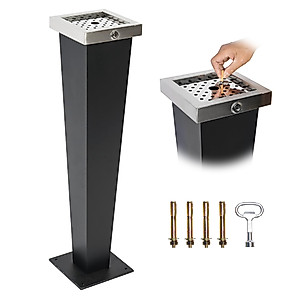 AIWFL Commercial Trash Receptacle Outdoor Trash Can Stainless Steel Garbage Can Black Ash Bin with Inner Bucket for Office Hotel Patio Backyard Restaurants