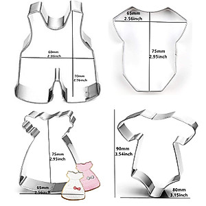 HiHITAOO Shaped Cookie Cutter Set 12 Piece Cookie Cutters for Kids Teddy Bear,Onesies,Bib,Rattle,Bottle,Baby Carriage,Rocking Horse Fondant/Biscuit Cutters