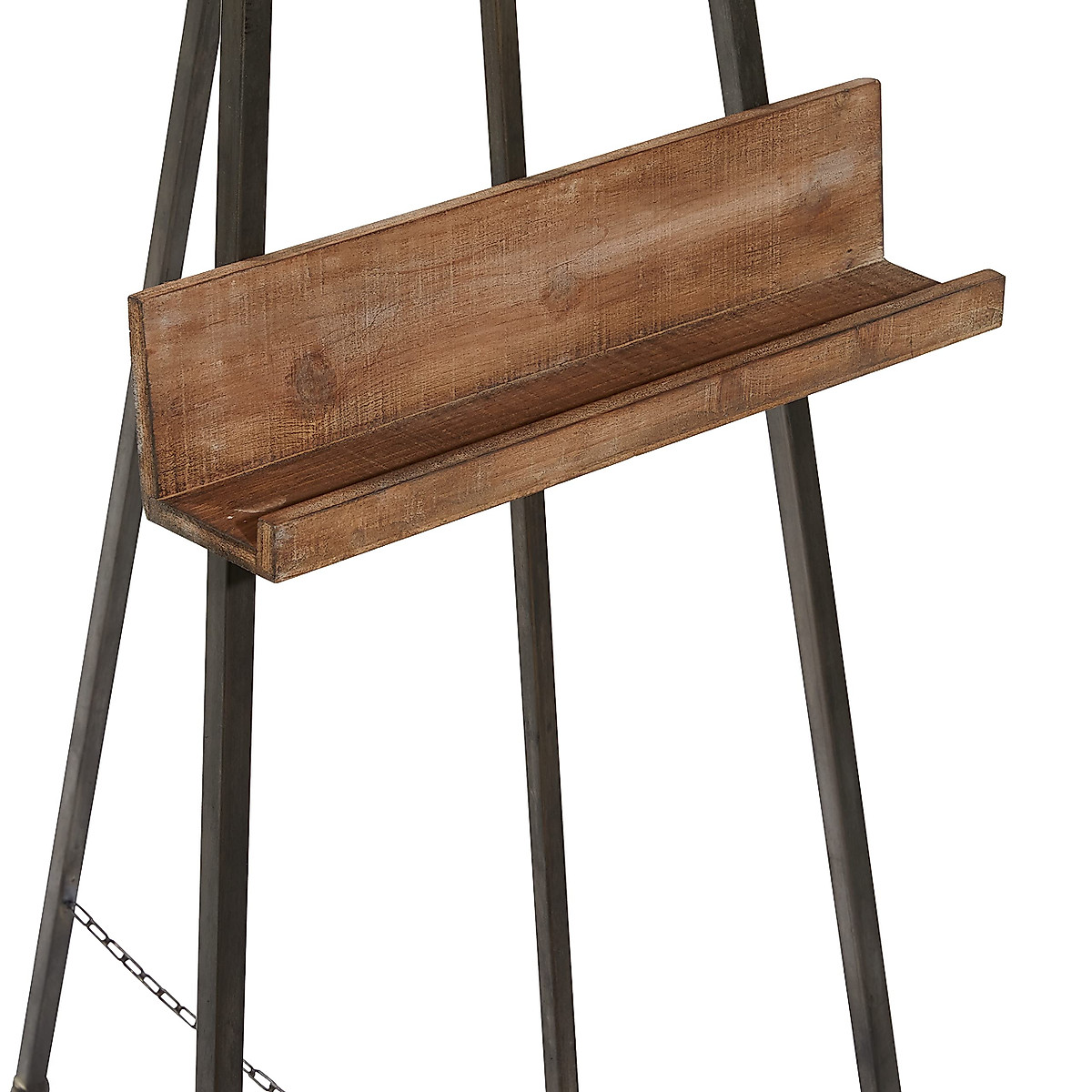 Deco 79 Metal Display Easel Large Adjustable Floor Standing Easel with Chain Support and Wood Tray, Display Stand 16' x 18' x 52', Black