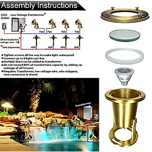 MIK Solutions Underwater Light 113 Solid Brass Submersible LED Lights with 7WMR16 LED Bulb for Watertight Bright Long Lasting Pond Lights and Pool Water Fountain Lights