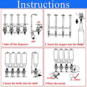 Gesonlinka 3 Bottles Wall Mounted Liquor Dispenser, Drink Beverage Alcohol Wine Dispenser Bottle Wood Wall Shelf for Home Bar, Glass Drink Whiskey Dispenser for Parties (3 Dispensers)