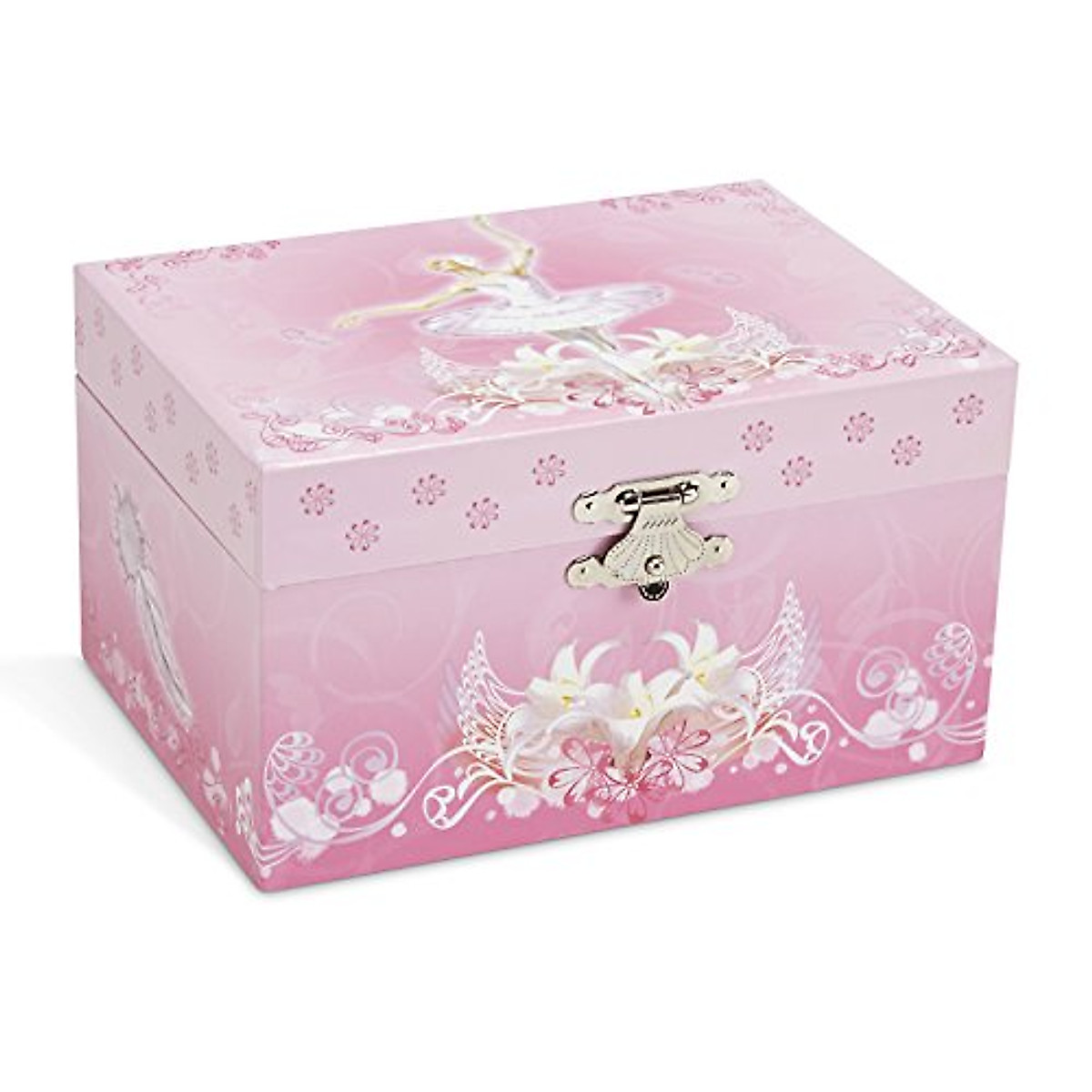 Jewelkeeper Girl's Musical Jewelry Storage Box with Spinning Ballerina, Pink Design, Swan Lake Tune