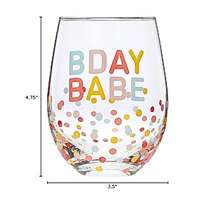 Pearhead Bday Babe Wine Glass, Birthday Party Favor, Birthday Party Accessory, Birthday Celebration Supplies, Great Gift Ideas for Her,15 oz.