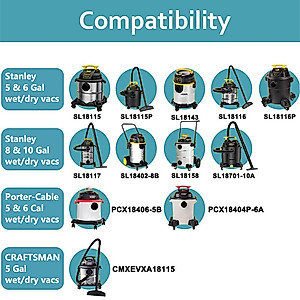 12 Pack 19-3100 Shop Vac Bags Compatible with Stanley 5-6 -8 Gallon wet dry vacuum.
