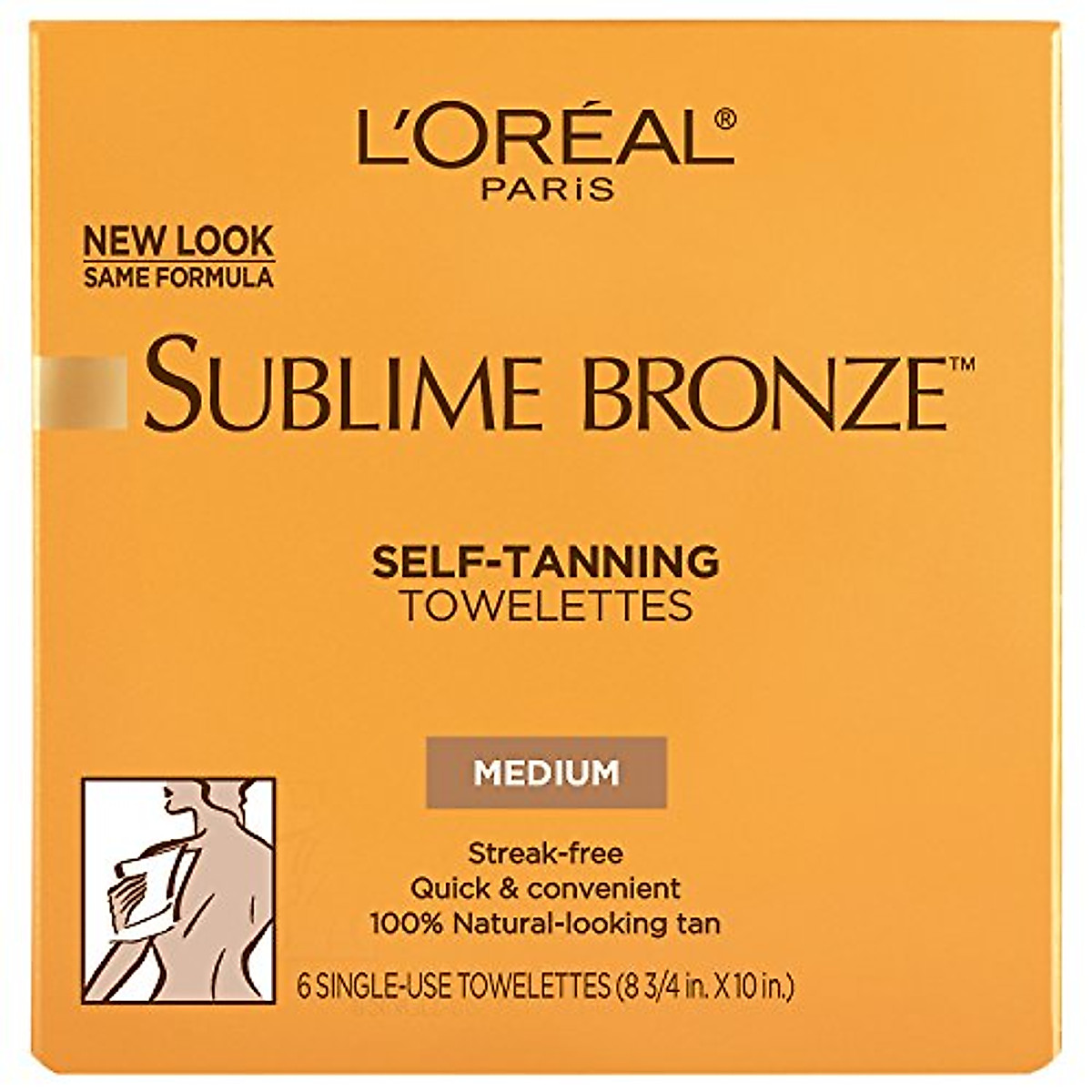 L'Oreal Paris Sublime Bronze Self Tanning Towelettes, Streak-Free, Natural Looking Tan, 6 ct