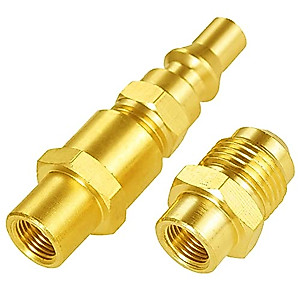 Joywayus Brass 1/8" NPT Female x 1/4" Propane Quick Connect Disconnect Conversion Plug Kit & 1/8" NPT Female x 3/8" Flare Male Adapter Fitting