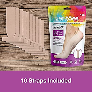ZenToes Turf Toe T-Straps - 10 Pack Moleskin Splints for Big Toe Injuries - Adhesive Toe Straighteners