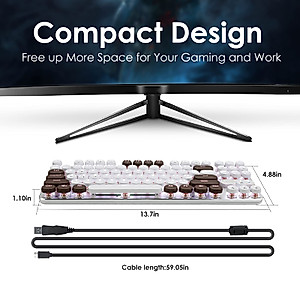 Z-66 Mechanical Gaming Keyboard, Rainbow LED Backlit, Fashionable PBT Keycaps, TKL 87Keys for Windows PC Gamer and Office (Red Switch)