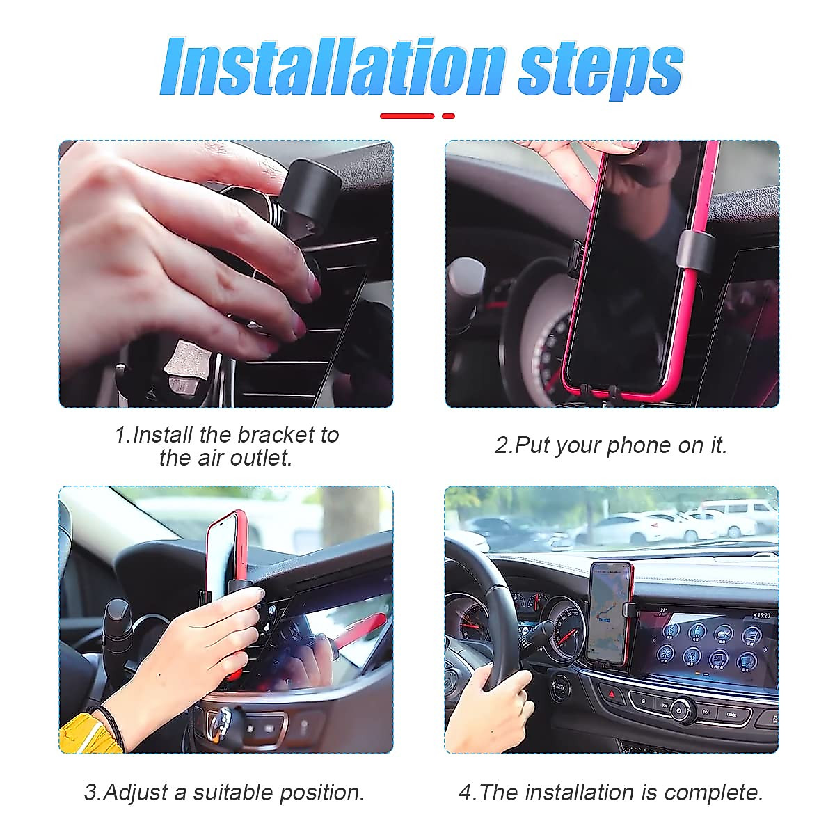 Moioee Car Air Vent Phone Mount, Auto-Lock Gravity Stable Stand Mobile Phone Holder with Upgrade Clip, Vehicle Hands Free Cradle Cell Phone Holder Mount Universal Fit for All Smartphones (Silver)