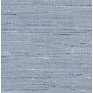Classic Faux Grasscloth Peel and Stick Wallpaper, Mineral Blue