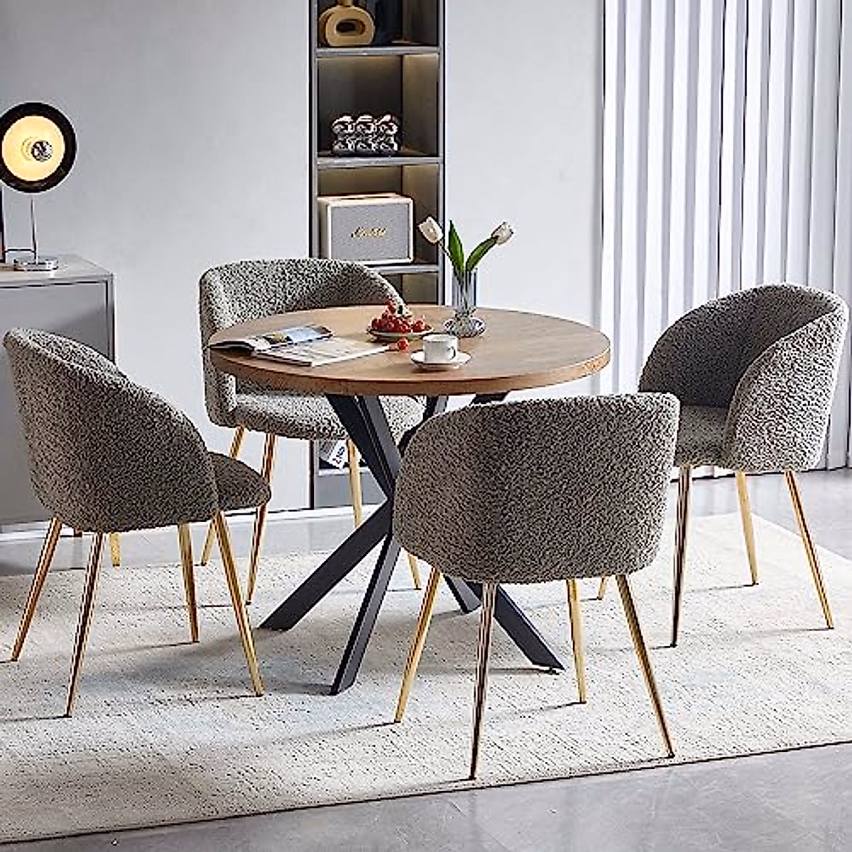Homedot Chic Dining Table Set for 4, 5-Piece Kitchen Table and Chairs for 4 Person, Modern Imitation Wood Dining Room Table & 4 Upholstered Chairs, Kitchen Table Set for Small Spaces, Breakfast Nook