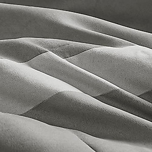 Madison Park Darcey Cozy Comforter Set, Faux Suede, Deluxe Hotel Styling All Season Down Alternative Bedding Matching Shams, Decorative Pillow, Full/Queen(90 in x 90 in), Border Grey 4 Piece