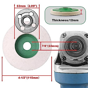 ATOPLEE Wool Polishing Wheel Disc,5pcs 4-1/2" x 7/8" Arbor Buffing Wheel for 4.5 Inch Angle Grinder,Wool Felt Polishing Wheel for Metal,Marble,Wood（Hole Diameter:22mm,Thickness:12mm）