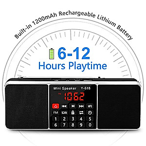 LEFON Multifunction Digital FM Radio Media Speaker MP3 Music Player Support TF Card USB Drive with LED Screen Display and Setting Timing Shutdown Function (Black)