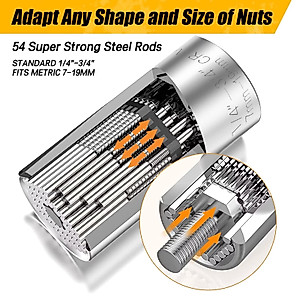 Stocking Stuffers White Elephant Christmas Gifts for Adults Men-Super Universal Socket Tools for Him Teens, Wrench Set Unscrew Any Bolt-Silver