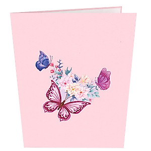 RIZOSI Butterfly Garden Pop Up Card, Pop Up Flower Cards, Handmade Flower Greeting Cards, 3D Birthday Card, Mother’s Day Card Pop Up, Anniversary, Valentine, Thinking of You, Birthday Gift, 15x20 cm