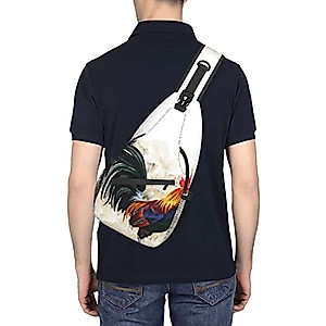 Sling Bag Rustic Rooster Chicken Watercolor Hiking Daypack Crossbody Shoulder Backpack Travel Chest Pack for Men Women