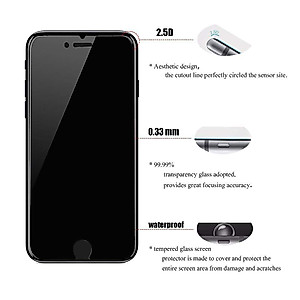 pehael [3-Pack] iPhone 8 Plus iPhone 7 Plus High Definition Privacy Screen Protector, Black Tempered Glass Screen Protector, Easy Install (5.5 inch)